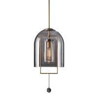China JYLIGHTING Modern Brass & Smoke Glass Pendant Light, Double Layer Cage Suspension Lamp for Kitchen Island & Dining Area for sale