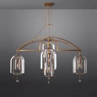 China JYLIGHTING Modern Brass & Smoke Glass Pendant Light, Double Layer Cage Suspension Lamp for Kitchen Island & Dining Area for sale