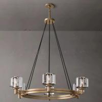 China JYLIGHTING Modern 6-Light Brass & Crystal Wagon Wheel Chandelier, Circular Pendant Light for Dining & Living Room for sale