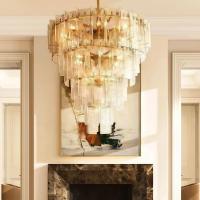 China JYLIGHTING Tiered Smoke Glass & Iron Chandelier, 4-Tier Modern Statement Pendant Light for Living Room & Foyer for sale