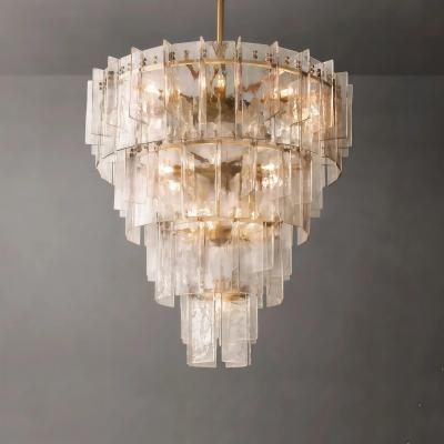 China JYLIGHTING Tiered Smoke Glass & Iron Chandelier, 4-Tier Modern Statement Pendant Light for Living Room & Foyer for sale