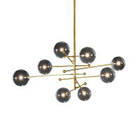 China JYLIGHTING Modern 8-Light Gold Iron & Smoke Glass Sputnik Chandelier, Branching Pendant Light for Living Room & Dining Room for sale