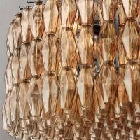 China JYLIGHTING Modern Amber Glass & Gold Iron Chandelier, 4-Tier Drum Pendant Light for Dining & Living Room for sale