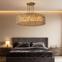 China JYLIGHTING Modern Amber Glass & Gold Iron Chandelier, 4-Tier Drum Pendant Light for Dining & Living Room for sale