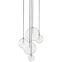 China JYLIGHTING Modern 5-Light Clear Glass Globe Cluster Pendant, Adjustable Multi-Size Bubble Chandelier for Kitchen Island & Dining Area for sale