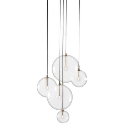 China JYLIGHTING Modern 5-Light Clear Glass Globe Cluster Pendant, Adjustable Multi-Size Bubble Chandelier for Kitchen Island & Dining Area for sale