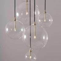 China JYLIGHTING Modern 5-Light Clear Glass Globe Cluster Pendant, Adjustable Multi-Size Bubble Chandelier for Kitchen Island & Dining Area for sale