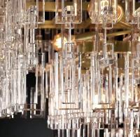 China JYLIGHTING Modern Large Round Brass & Crystal Chandelier, 4-Tier Drum Pendant Light for Living Room & Foyer for sale
