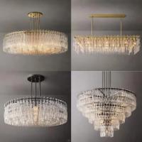 China JYLIGHTING Modern Large Round Brass & Crystal Chandelier, 4-Tier Drum Pendant Light for Living Room & Foyer for sale