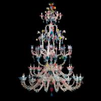 China JYLIGHTING Multi-Tier Murano-Style Floral Glass Chandelier, Handcrafted Colorful Glass Statement Light for Grand Hall & Ballroom for sale
