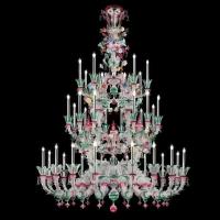 China JYLIGHTING Multi-Tier Murano-Style Floral Glass Chandelier, Handcrafted Colorful Glass Statement Light for Grand Hall & Ballroom for sale