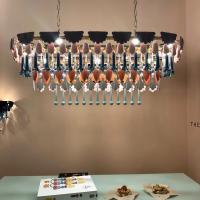 China JYLIGHTING Modern Multi-Tier Pastel Ceramic & Gold Iron Chandelier, Statement Colorful Pendant Light for Living Room & Dining Space for sale