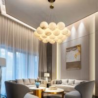 China JYLIGHTING Modern 19-Light Alabaster & Brass Cluster Chandelier, Globe Pendant Light for Living Room & Foyer for sale