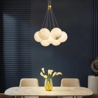 China JYLIGHTING Modern 19-Light Alabaster & Brass Cluster Chandelier, Globe Pendant Light for Living Room & Foyer for sale
