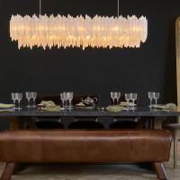 China JYLIGHTING Modern Linear Natural Quartz & Crystal Chandelier, Long Rectangular Pendant Light for Kitchen Island & Dining Room for sale