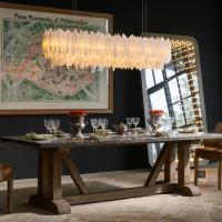China JYLIGHTING Modern Linear Natural Quartz & Crystal Chandelier, Long Rectangular Pendant Light for Kitchen Island & Dining Room for sale