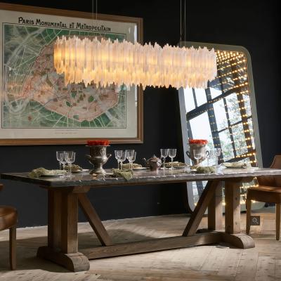 China JYLIGHTING Modern Linear Natural Quartz & Crystal Chandelier, Long Rectangular Pendant Light for Kitchen Island & Dining Room for sale