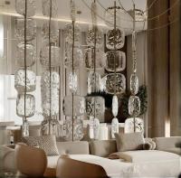China JYLIGHTING Modern Multi-Tier Stainless Steel & Transparent Glass Pendant Light, Customizable Vertical Chandelier for Living Room & Hotel Lobby for sale