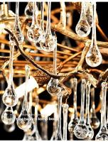 China JYLIGHTING Rustic Branch Brass & Crystal Linear Chandelier, Natural Tree Twig Waterdrop Crystal Pendant Light for Dining Room & Villa Lobby for sale