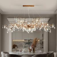 China JYLIGHTING Rustic Branch Brass & Crystal Linear Chandelier, Natural Tree Twig Waterdrop Crystal Pendant Light for Dining Room & Villa Lobby for sale