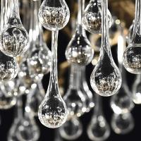 China JYLIGHTING Rustic Branch Brass & Crystal Linear Chandelier, Natural Tree Twig Waterdrop Crystal Pendant Light for Dining Room & Villa Lobby for sale