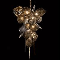 China JYLIGHTING Modern Irregular Art Linear Glass & Gold Iron Chandelier, Abstract Sculptural Pendant Light for Luxury Dining Table & High-End Villa Interior for sale