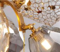 China JYLIGHTING Modern Irregular Art Linear Glass & Gold Iron Chandelier, Abstract Sculptural Pendant Light for Luxury Dining Table & High-End Villa Interior for sale