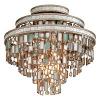 China JYLIGHTING Multi-Tier Cascading Iron & Natural Shell Round Chandelier, Vintage Tiered Waterfall Pendant Light for Villa Foyer & High Ceiling Stairwell for sale