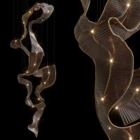 China JYLIGHTING Modern Abstract Ribbon Crystal & Glass Art Chandelier, Wavy Floating Sculpture Pendant Light for Villa Lobby & High-End Hotel Reception Area for sale
