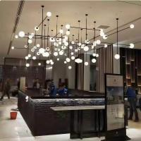 China JYLIGHTING Grid Structure Iron & Frosted Glass Sphere Chandelier, Modern Golden Frame Modular Globe Pendant Light for Sales Office Lobby & Villa Reception Counter for sale