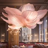 China JYLIGHTING Modern Floral Stainless Steel & Handmade Glass Chandelier, Curved Petal Art Sculpture Pendant Light for Restaurant, Villa Dining Room & Luxury Hotel Lounge for sale