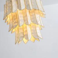 China JYLIGHTING Multi-layer Petal Iron Electroplating & Natural Shell Chandelier, Vintage Tiered Shell Pendant Lamp for Villa Stairwell, Entrance Hall & High Ceiling Living Room for sale