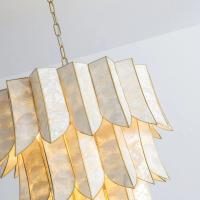 China JYLIGHTING Multi-layer Petal Iron Electroplating & Natural Shell Chandelier, Vintage Tiered Shell Pendant Lamp for Villa Stairwell, Entrance Hall & High Ceiling Living Room for sale