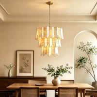 China JYLIGHTING Multi-layer Petal Iron Electroplating & Natural Shell Chandelier, Vintage Tiered Shell Pendant Lamp for Villa Stairwell, Entrance Hall & High Ceiling Living Room for sale