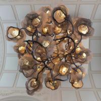 China JYLIGHTING Artistic Cluster Flower Steel Chandelier, Hand-woven Mesh Floral Sculpture Pendant Light, Custom Large Decorative Lamp for Hotel Lobby, Villa Atrium & High-end Reception Hall for sale