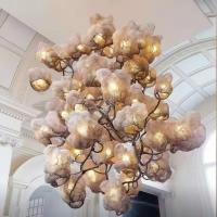 China JYLIGHTING Artistic Cluster Flower Steel Chandelier, Hand-woven Mesh Floral Sculpture Pendant Light, Custom Large Decorative Lamp for Hotel Lobby, Villa Atrium & High-end Reception Hall for sale