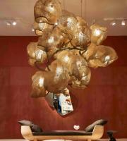 China JYLIGHTING Artistic Cluster Flower Steel Chandelier, Hand-woven Mesh Floral Sculpture Pendant Light, Custom Large Decorative Lamp for Hotel Lobby, Villa Atrium & High-end Reception Hall for sale