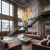 China JYLIGHTING Multi-height Cascade Stainless Steel & Clear Glass Tube Chandelier, Modern Vertical Rod Spiral Pendant Light, Custom Hanging Lamp for Villa Stairwell, High Ceiling Lobby & Duplex Hall for sale