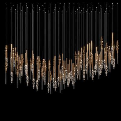 China JYLIGHTING Multi-height Cascade Stainless Steel & Clear Glass Tube Chandelier, Modern Vertical Rod Spiral Pendant Light, Custom Hanging Lamp for Villa Stairwell, High Ceiling Lobby & Duplex Hall for sale