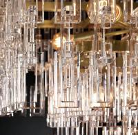 China JYLIGHTING Multi-Tier Round Brass & Clear Crystal Chandelier, Modern Light Luxury Tiered Crystal Pendant Lamp, Decorative Hanging Light for Villa Living Room, Hotel Lobby & High-end Dining Space for sale
