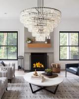 China JYLIGHTING Multi-Tier Round Brass & Clear Crystal Chandelier, Modern Light Luxury Tiered Crystal Pendant Lamp, Decorative Hanging Light for Villa Living Room, Hotel Lobby & High-end Dining Space for sale