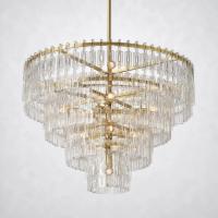 China JYLIGHTING Multi-Tier Round Brass & Clear Crystal Chandelier, Modern Light Luxury Tiered Crystal Pendant Lamp, Decorative Hanging Light for Villa Living Room, Hotel Lobby & High-end Dining Space for sale