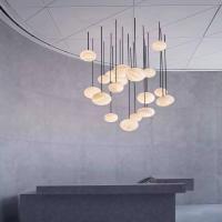 China JYLIGHTING Multi-head Irregular Cluster Spanish Natural Alabaster Chandelier, Modern Disc Shaped Stone Pendant Light, Custom Hanging Lamp for Reception Desk, Lobby, Gallery & High-end Office Space for sale