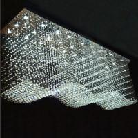 China JYLIGHTING Wave Rectangular Stainless Steel Crystal Chandelier, Waterfall Tassel Crystal Pendant Lamp, Large Decorative Ceiling Light for Hotel Lobby, Sales Office & Banquet Hall Engineering for sale