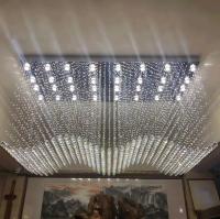 China JYLIGHTING Wave Rectangular Stainless Steel Crystal Chandelier, Waterfall Tassel Crystal Pendant Lamp, Large Decorative Ceiling Light for Hotel Lobby, Sales Office & Banquet Hall Engineering for sale