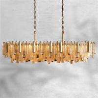China JYLIGHTING Modern Round Tiered Iron & Amber Textured Glass Chandelier, Luxury Decorative Hanging Pendant Light for Villa Living Room, Adjustable Suspension Ceiling Lighting Fixture for sale