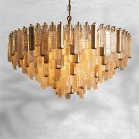 China JYLIGHTING Modern Round Tiered Iron & Amber Textured Glass Chandelier, Luxury Decorative Hanging Pendant Light for Villa Living Room, Adjustable Suspension Ceiling Lighting Fixture for sale
