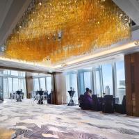 China JYLIGHTING Irregular Mountain Shape Amber Crystal & Polished Stainless Steel Chandelier, Artistic Custom Ceiling Lamp for Villa Atrium & Sales Office for sale