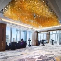 China JYLIGHTING Irregular Mountain Shape Amber Crystal & Polished Stainless Steel Chandelier, Artistic Custom Ceiling Lamp for Villa Atrium & Sales Office for sale