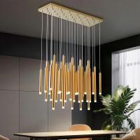 China JYLIGHTING Gold Finish Cylinder Stainless Steel Crystal Pendant Lamp, Multi-Tube Custom Hanging Light for Long Dining Table, Lobby & Staircase for sale